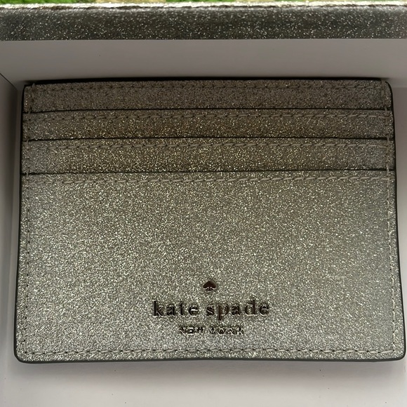 kate spade | Bags | Nwt Kate Spade Card Holder Silver Glitter | Poshmark